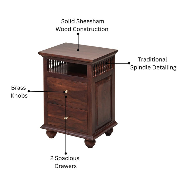 Aruna Carved Spindle Night Stand