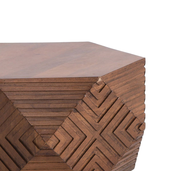 Mango Wood Coffee Table - Geometric Wooden Coffee Table - From Shekhawati