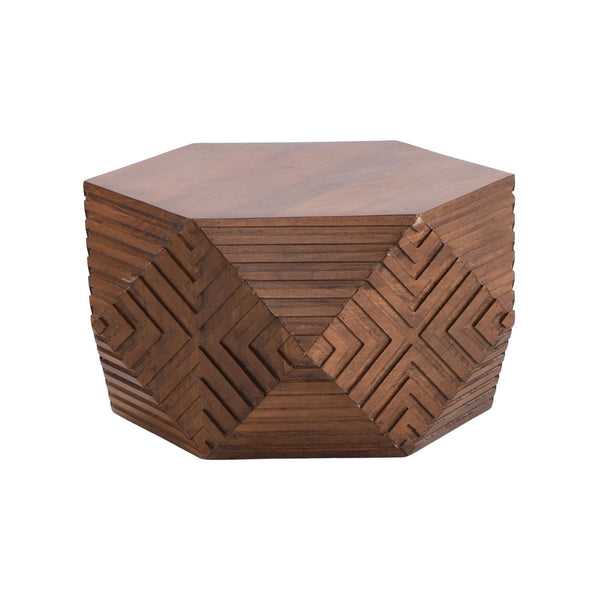 Mango Wood Coffee Table - Geometric Wooden Coffee Table - From Shekhawati