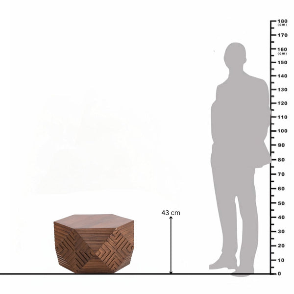 Mango Wood Coffee Table - Geometric Wooden Coffee Table - From Shekhawati